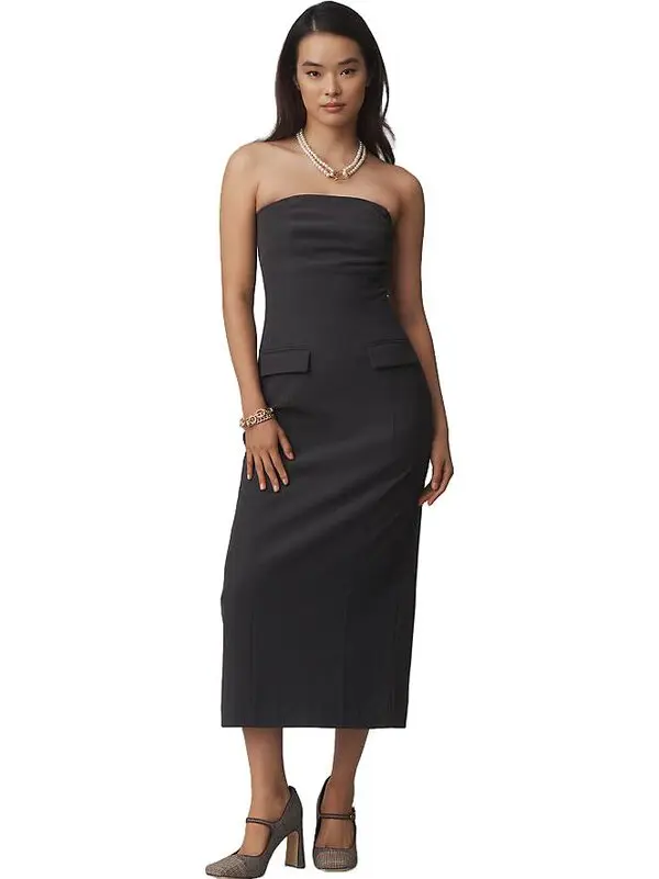 Endless Rose Strapless Slim Midi Dress - Grey