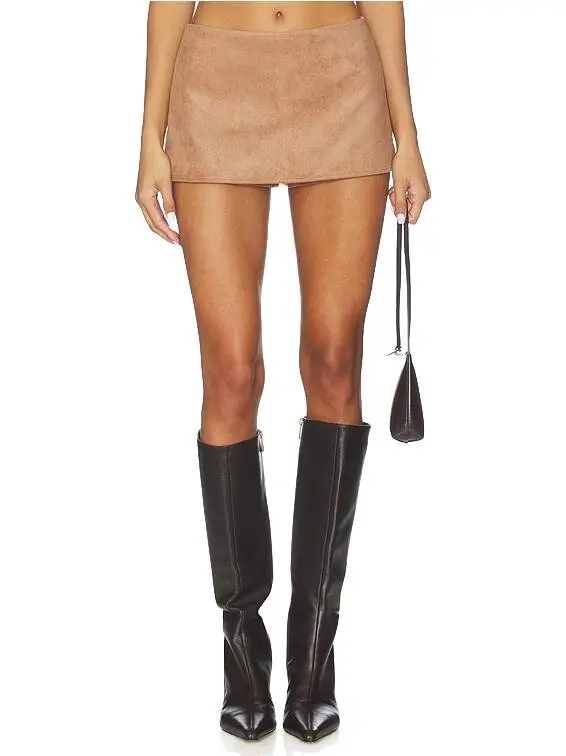 Tularosa Noella Faux Suede Skort - Golden Tan