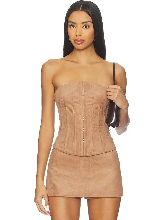 Tularosa Jolie Faux Suede Top - Golden Tan