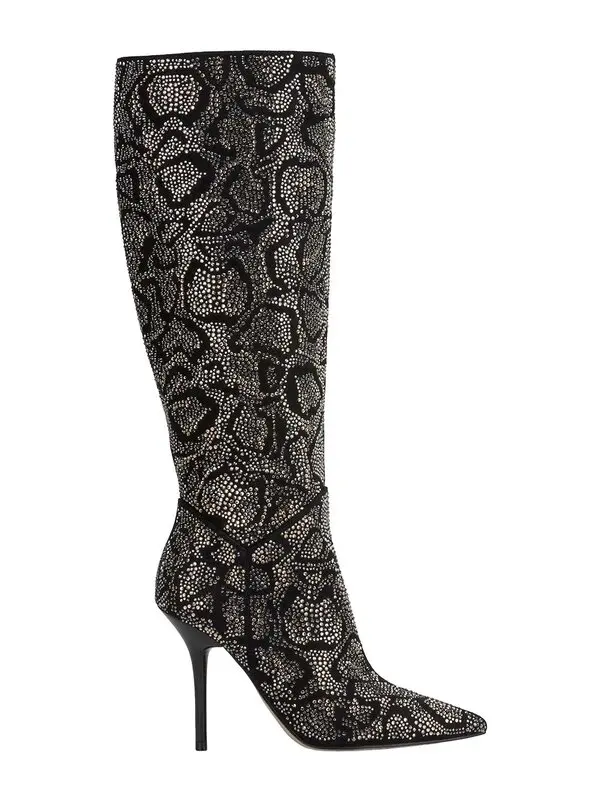 Vince Camuto Lovienn Knee-high Stiletto Boots - Black Silver Leopard