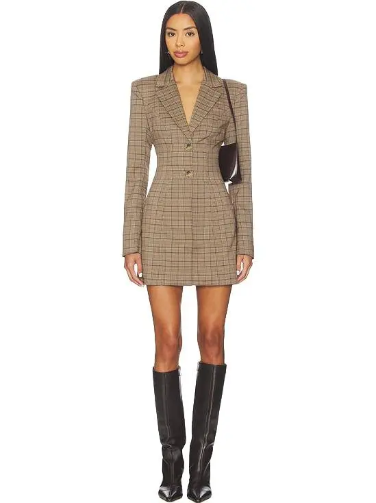 Majorelle Dolly Blazer Dress - Brown Multi Plaid