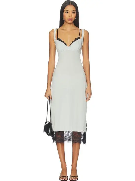 Free People Intimately Fp Party Crasher Midi Slip Dress - Smoke Grey
