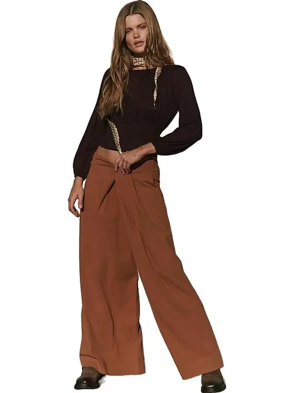 Free People Sarong Knot Wide Leg Pants - Spiced Brown