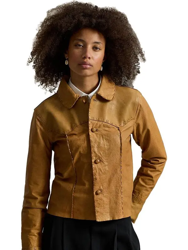 Ralph Lauren Western Leather Shirt Jacket - Tan