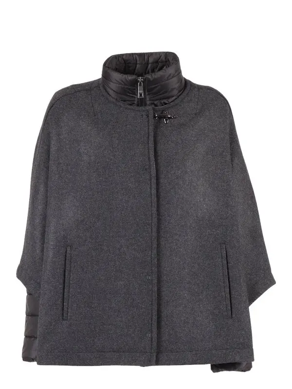 FAY Striped Wool Cape - Gray