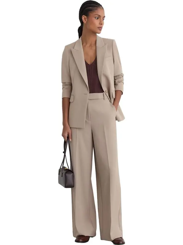 REISS Gabi Wide-leg Suit Trousers - Stone Neutral