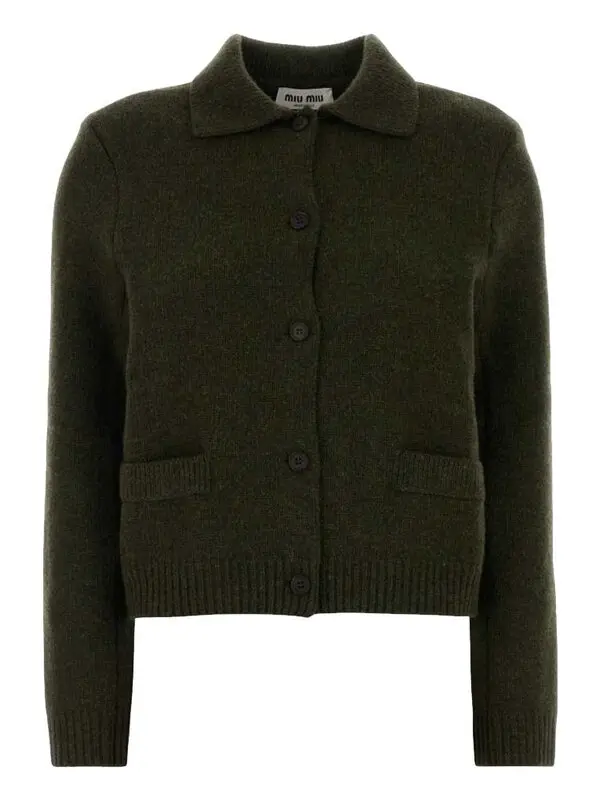 Miu Miu Bottle Virgin Wool Cardigan - Green