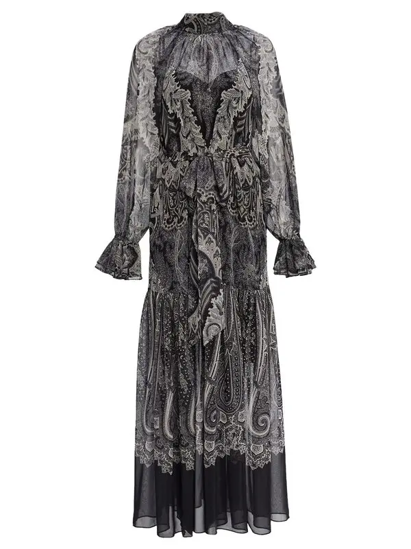Kobi Halperin Tiered Paisley-print Maxi Dress - Black Multi