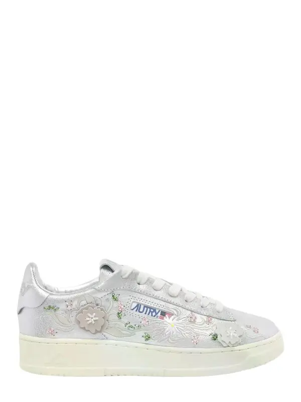 AUTRY Dallas Low Floral-embroidered Trainers - Silver