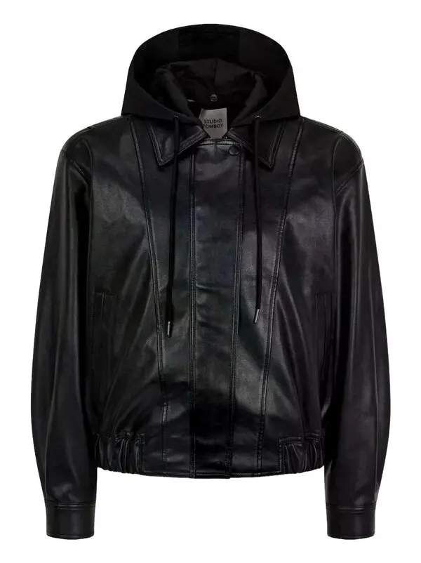 STUDIO TOMBOY Hooded Faux-leather Jacket - Black