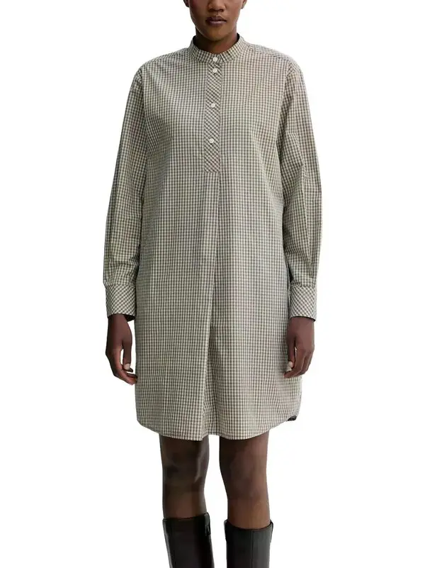 Marc O'polo Mini Checked Button-up Shirt Dress - Green