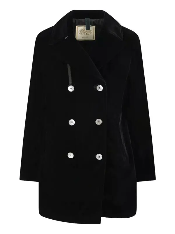 CAMPLIN Double-breasted Velvet Coat - Black