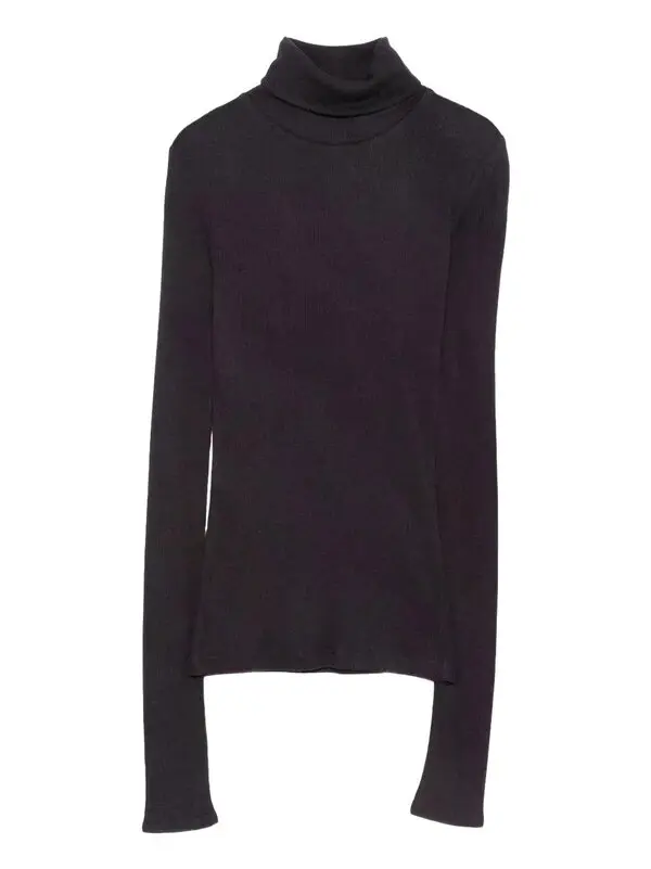SAMSOE SAMSOE Roll-neck Knitted Top - Black