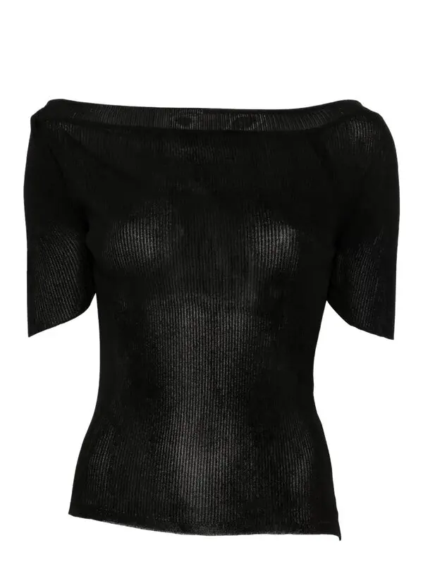 Khaite Boat-neck Ribbed Knitted Top - Black