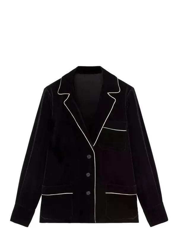 Ermanno Scervino Velvet Shirt With Contrast Piping - Black