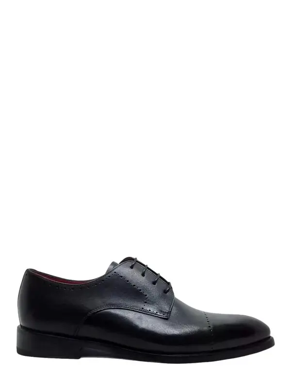 BARRETT Perforated Cap-toe Leather Derby Shoes - Black