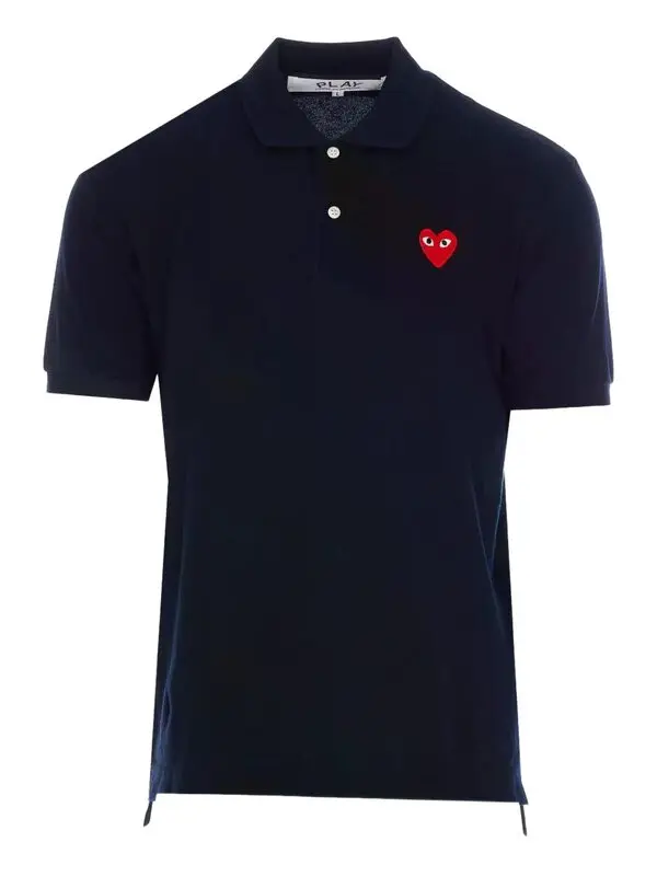 Play Comme Des Garcon Heart-patch Polo Shirt - Blue