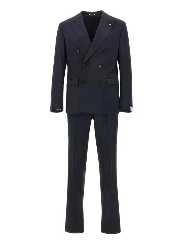 MANUEL RITZ Double-breasted Peak-lapels Suit - Blue