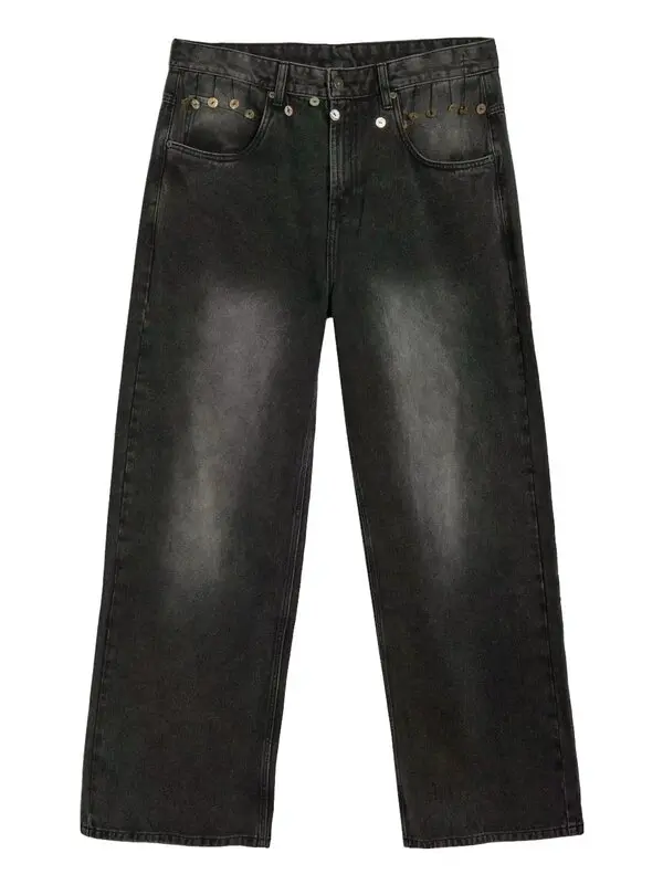 GLASS CYPRESS Button Embellished Jeans - Black