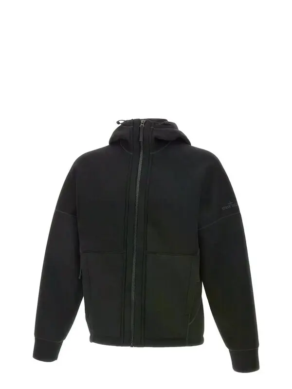 Stone Island Zip-up Hoodie - Black