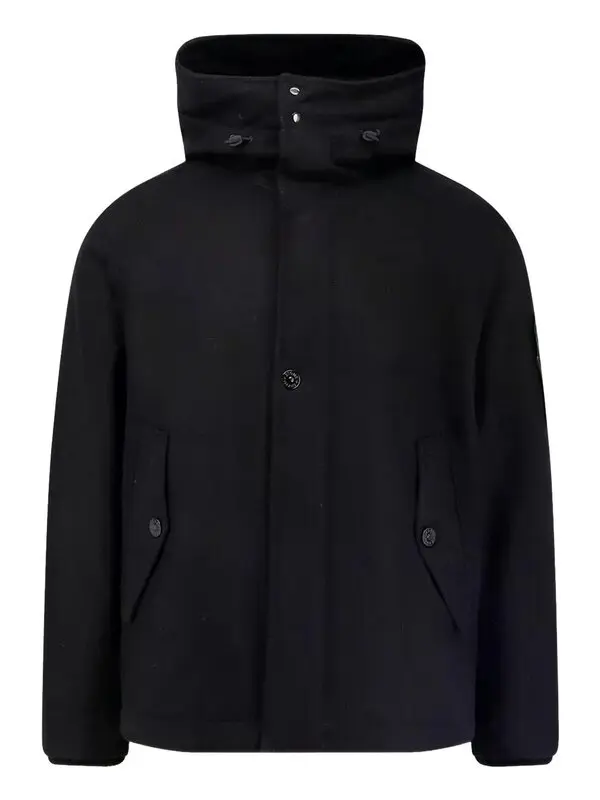 Stone Island Hooded Jacket With Detachable Compass Badge - Black