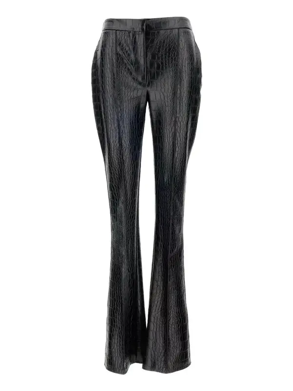 Elisabetta Franchi Crocodile-effect High-waisted Trousers - Black