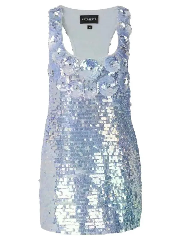 Retrofete Joanne Sequin Mini Dress - Blue
