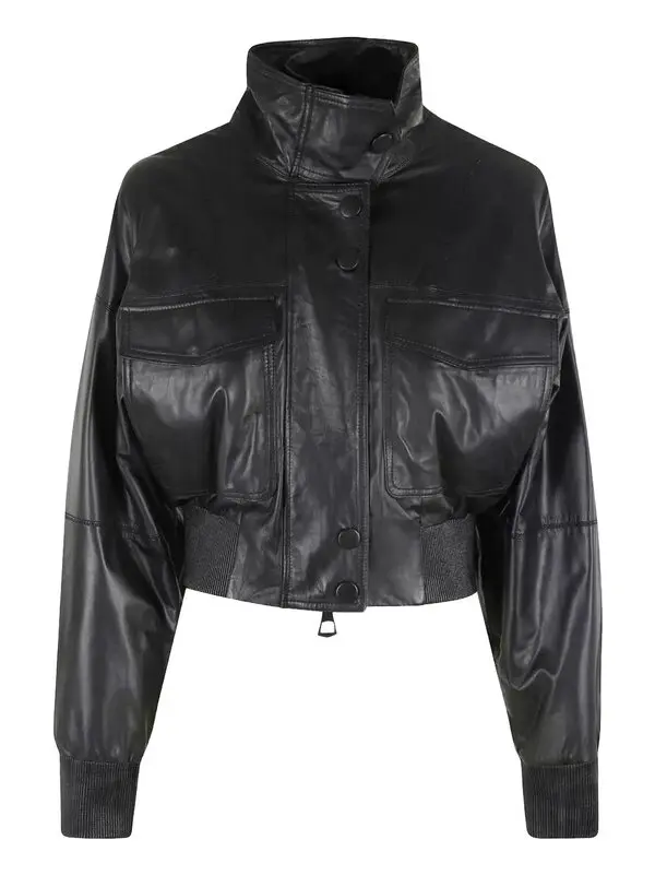 Marella Button Lambskin Jacket - Black