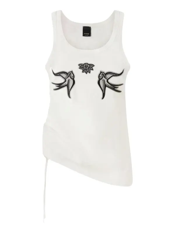 Pinko Crocchetta Gathered Tank Top - White