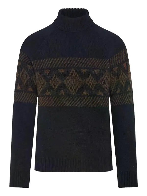 BARBA NAPOLI Patterned Turtleneck Sweater - Blue