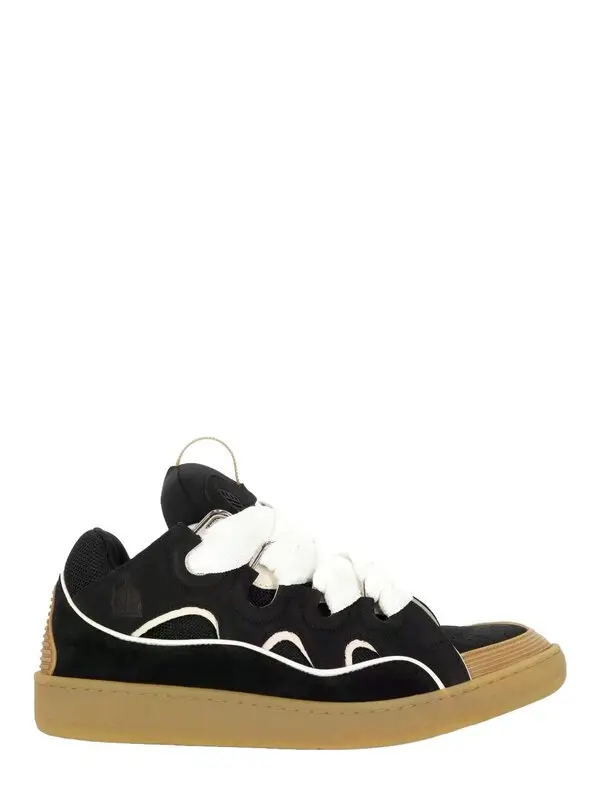 LANVIN Wave Detail Lace-up Sneakers - Black