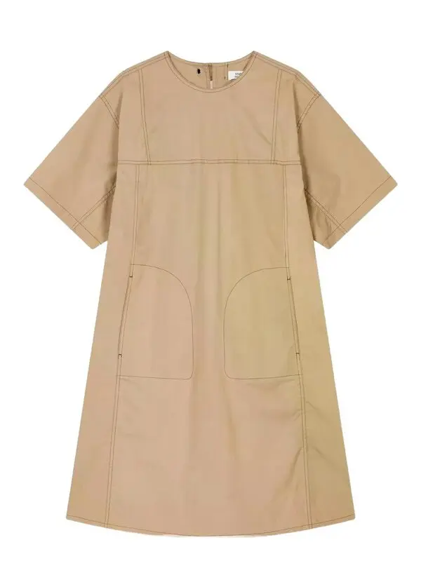 STUDIO TOMBOY Contrast-stitch Tunic Dress - Neutrals