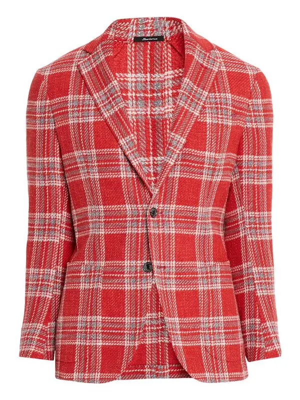 SARTORIO Wool And Silk Large Plaid Sport Coat - Red