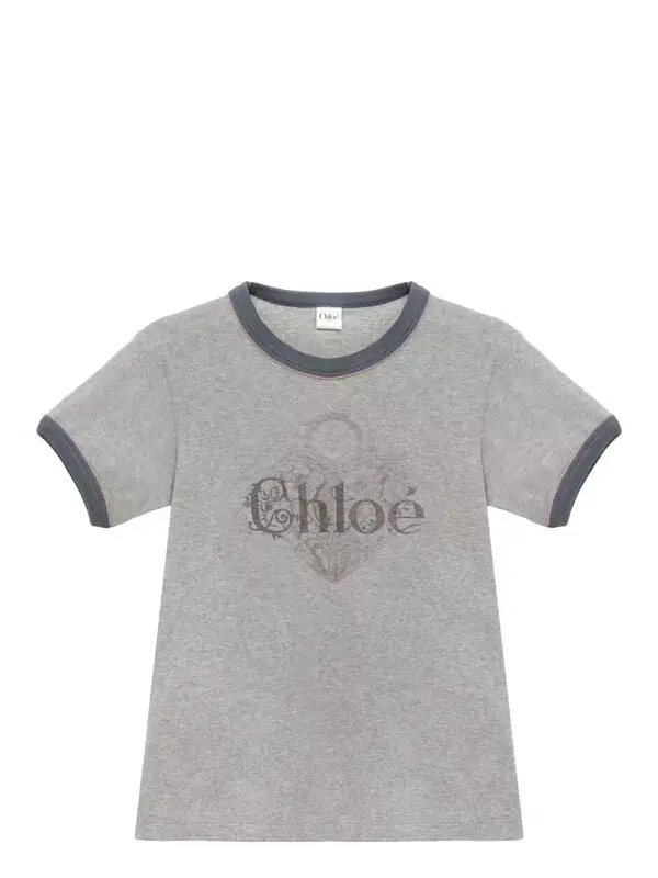 Chloé Logo Cotton T-shirt - Grey