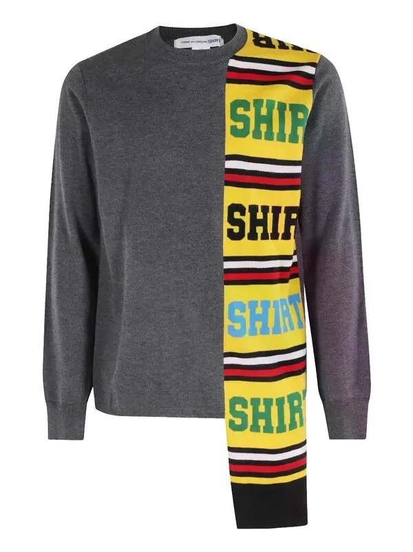 Comme Des Garçons Stripe-panel Sweater - Grey