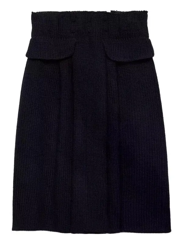Prada Wool Midi Skirt - Black