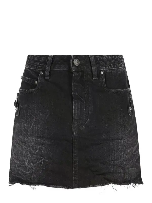 Balenciaga Frayed Denim Skirt - Black