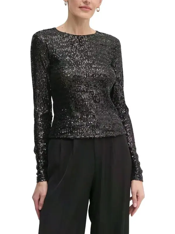 Dkny Sequin Embellished Long-sleeve Top - Black