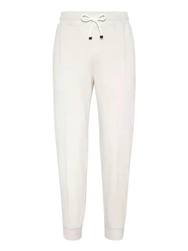 Brunello Cucinelli Drawstring-waist Tapered Track Trousers - White