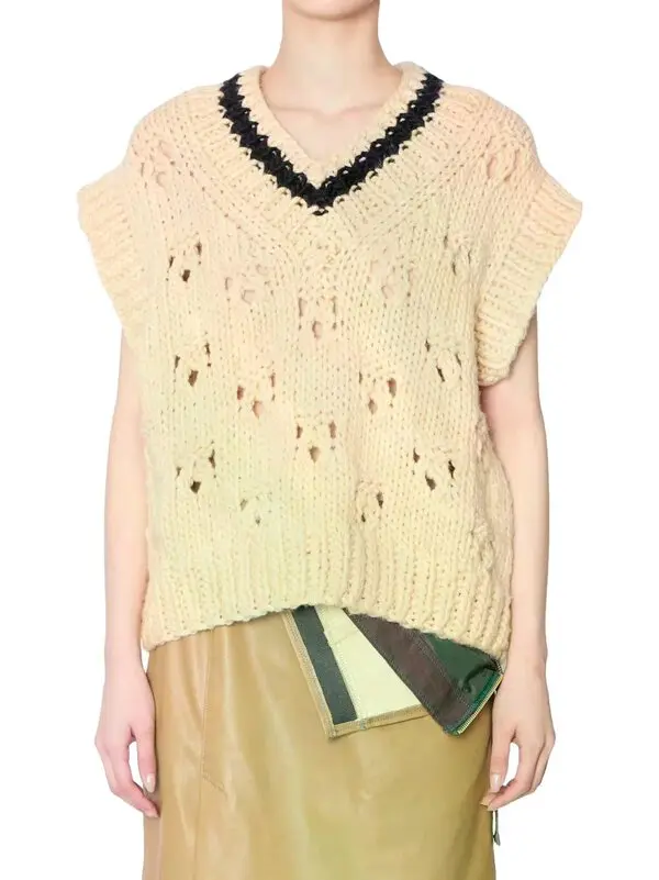 Kolor Open-knit V-neck Sweater - Neutrals