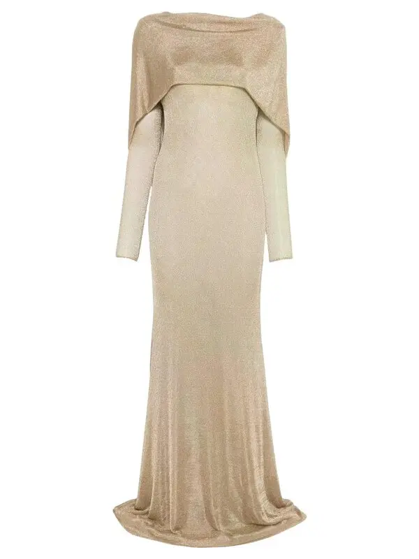 THE NEW ARRIVALS ILKYAZ OZEL Isthar Long-sleeve Gown - Neutrals