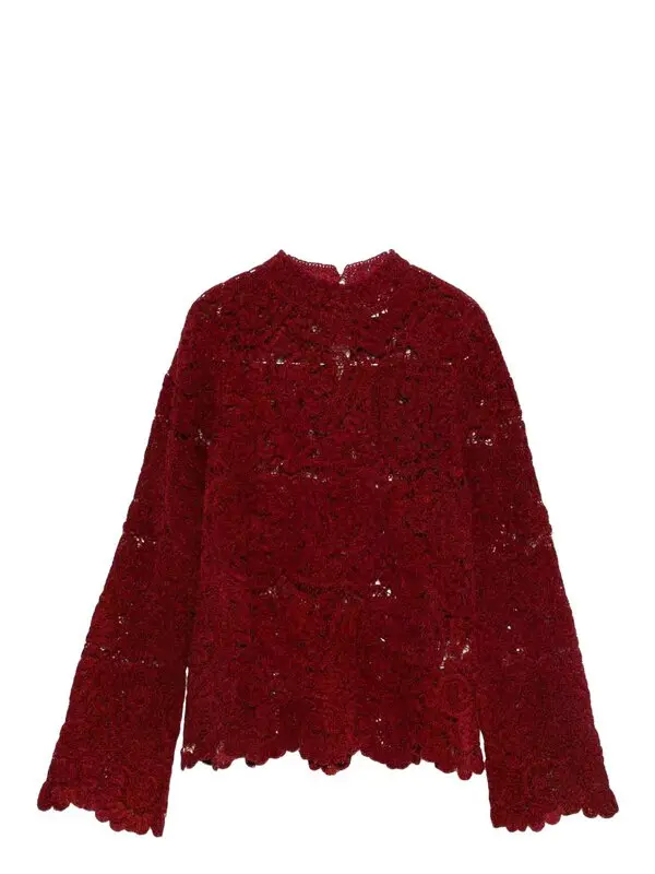 Loulou De Saison Wade Scalloped-lace Sweater - Red