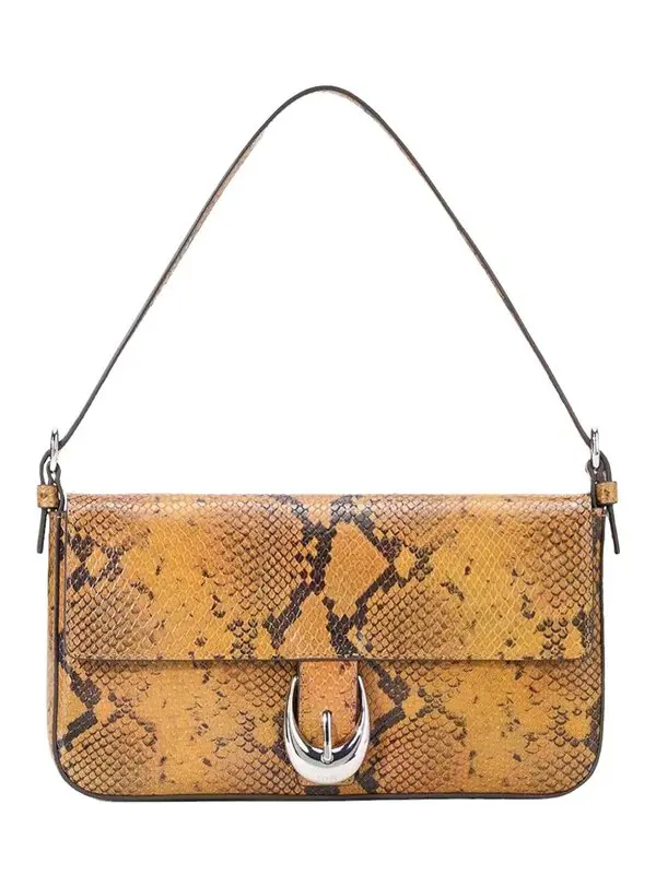 Staud Harlow Snake-print Shoulder Bag - Orange