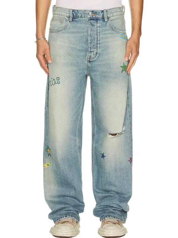 NAHMIAS Bandaid Baggy Jeans - Light Wash