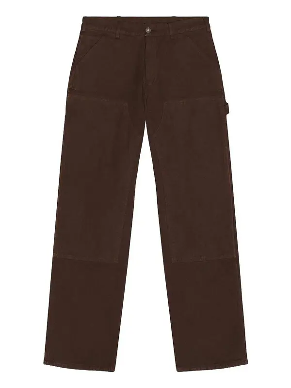 SKY HIGH FARM WORKWEAR Flannel Lined Canvas Double Knee Pants - Brown