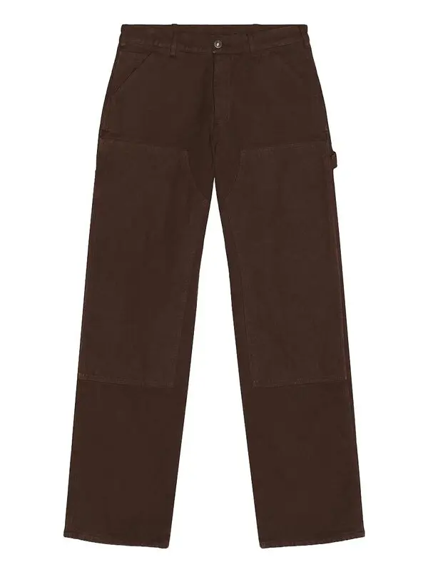 SKY HIGH FARM WORKWEAR Flannel Lined Canvas Double Knee Pants - Brown