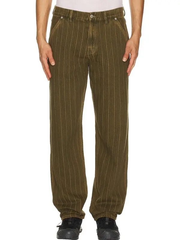PLEASURES Rail Stripe Work Pants - Brown