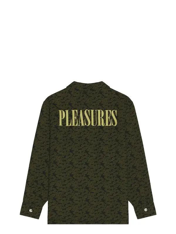 PLEASURES Leaf Half Zip Shirt - Olive