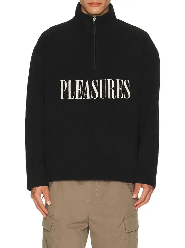 PLEASURES Onyx Half Zip Polar Fleece - Black