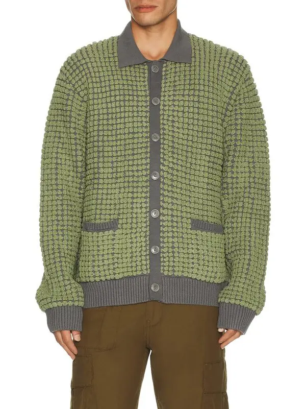ISA BOULDER Bubble Terry Towel Cardigan - Pistachio